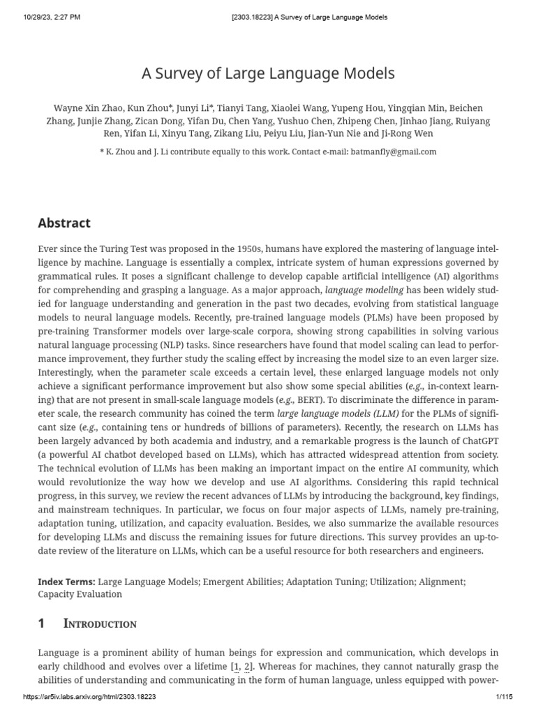 (2303.18223) A Survey of Large Language Models | PDF | Emergence ...