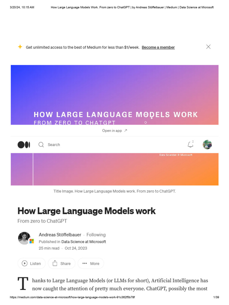 How Large Language Models Work. From Zero To ChatGPT - by Andreas ...