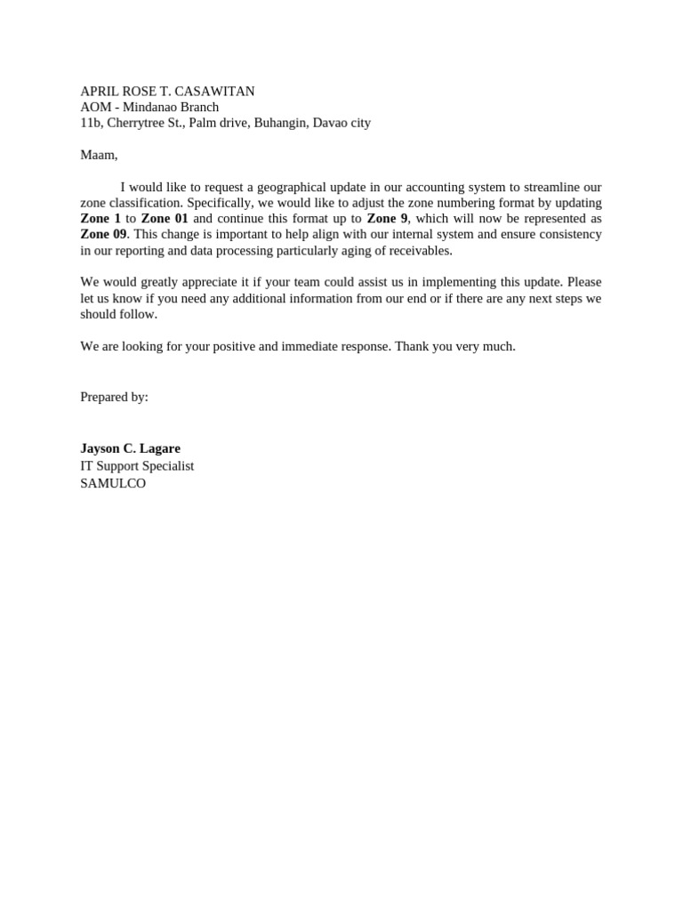 Letter For IACCS Geographical Update | PDF