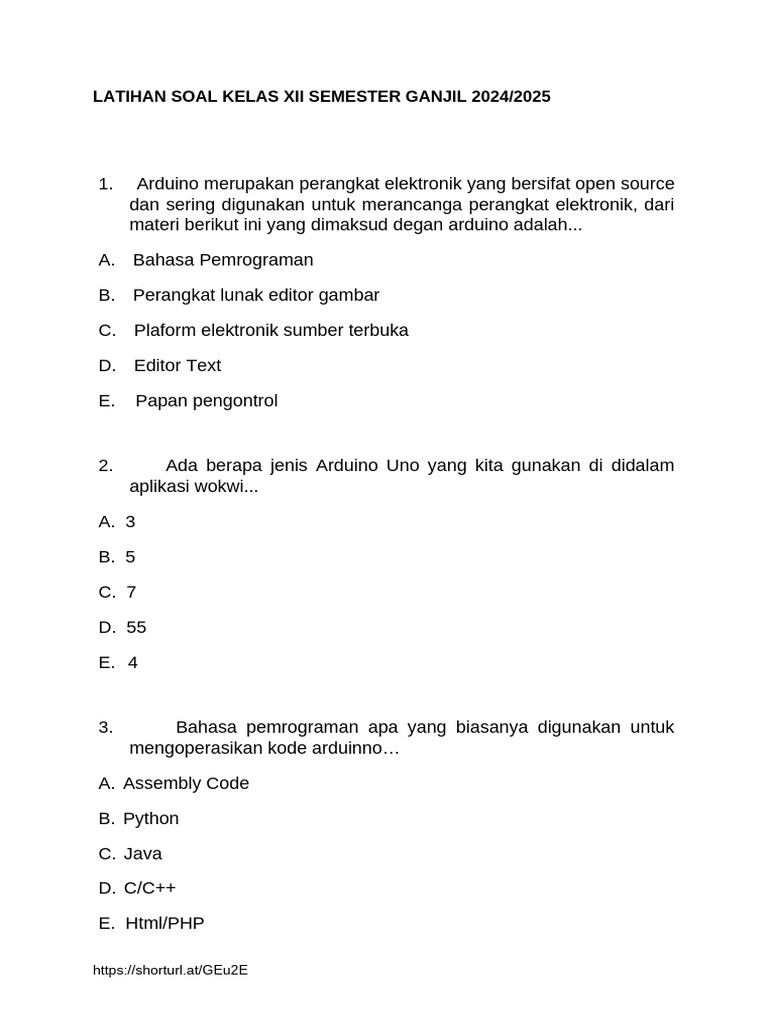 Latihan Soal Kelas Xii Semester Ganjil 2024 - 2025 | PDF