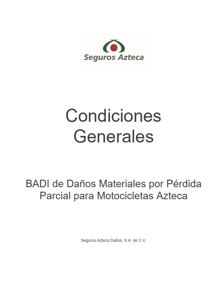 Condiciones Generales: BADI de Daños Materiales Por Pérdida Parcial ...
