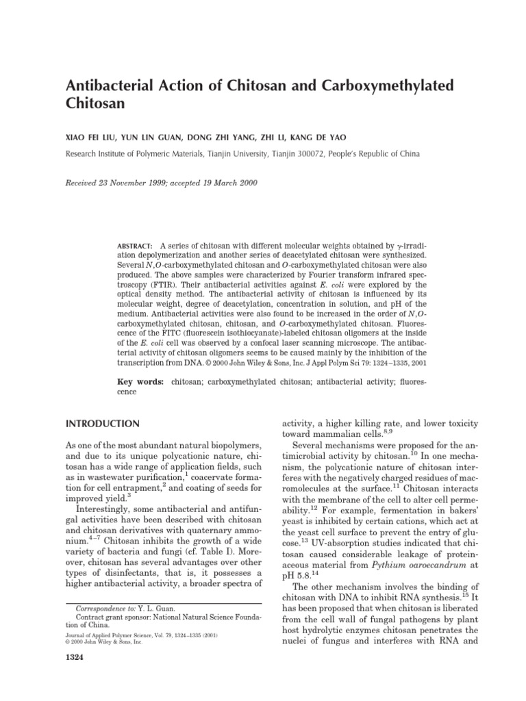 J of Applied Polymer Sci - 2000 - Fei Liu - Antibacterial Action of Chitosan and ...