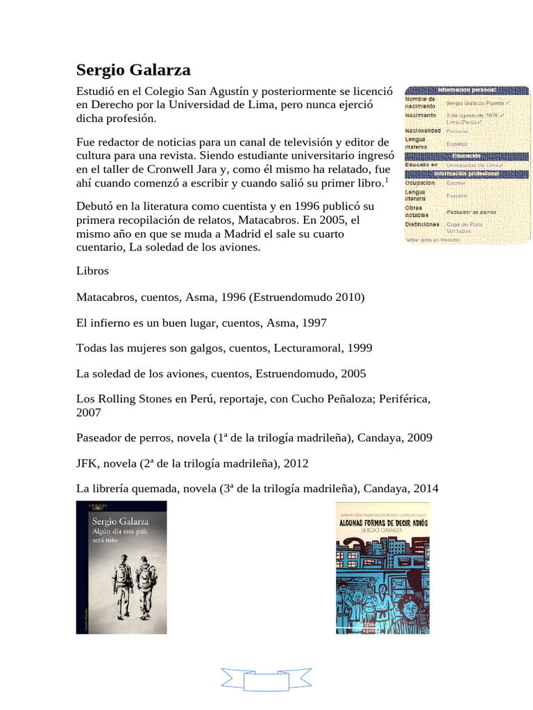 Sergio Galarza Biografia | PDF | Novela negra, policíaca y suspenso | Clásicos