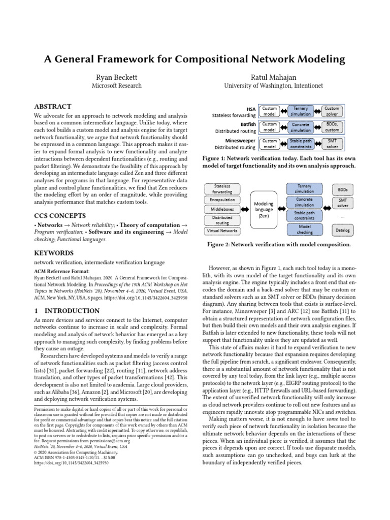 A general framework for compositional network modeling | PDF | Computer Network | Formal ...