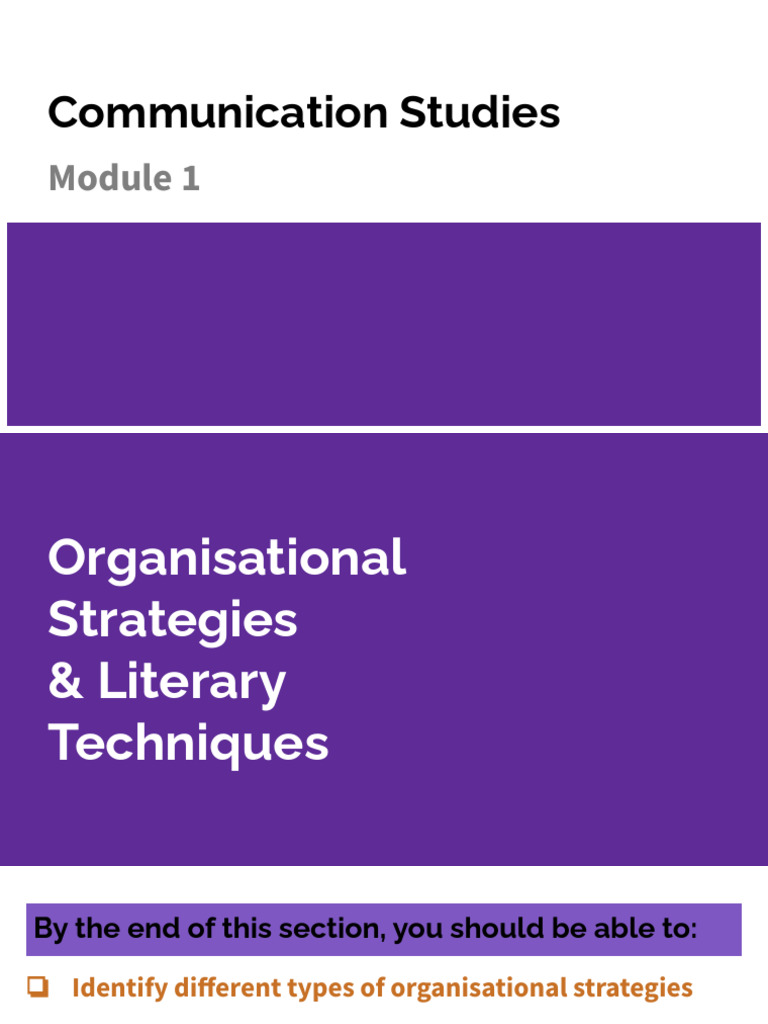 Organisational Strategies and Techniques | PDF