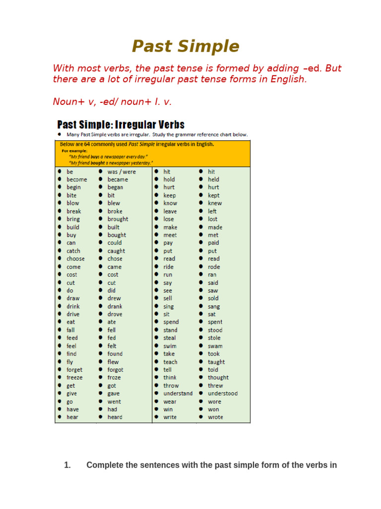 Past Simple | PDF | Languages | Foreign Language Studies