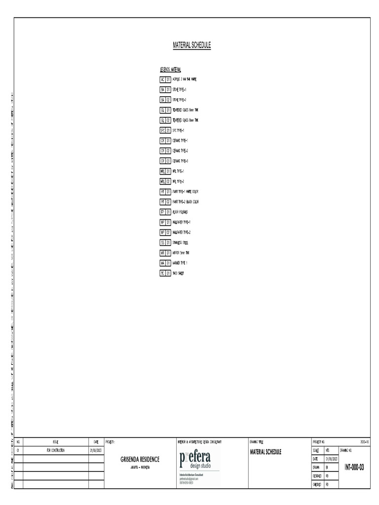 INT-000-03_MATERIAL SCHEDULE | PDF