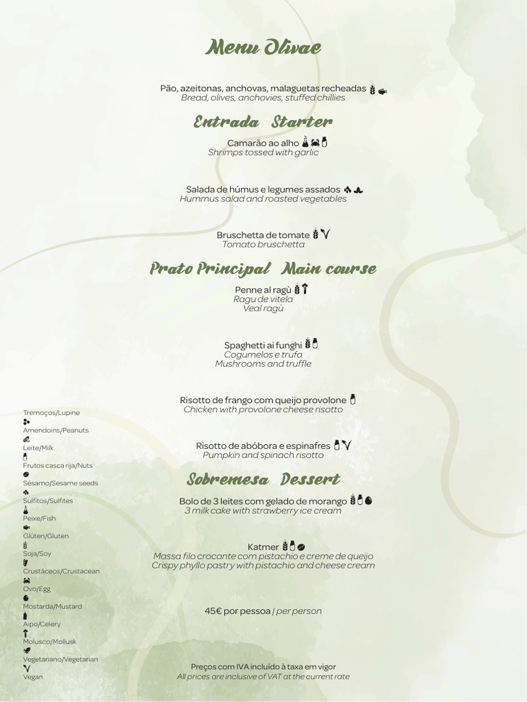 Corinthia Lisbon Olivae Restaurant and Terrace Groups Menu | PDF ...