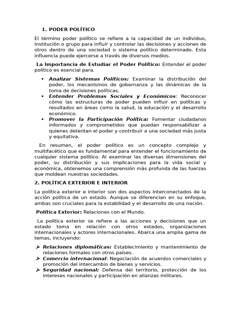 Entendiendo el Poder Político y su Impacto | PDF | Estado (política ...
