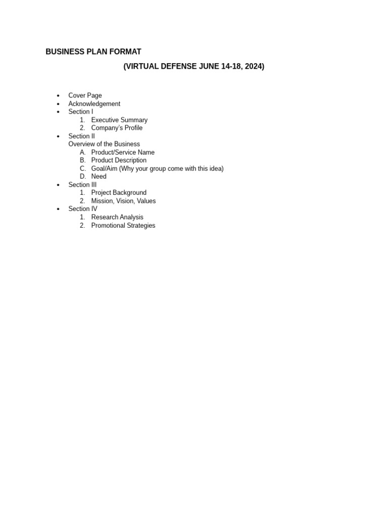 Business Plan Format | PDF