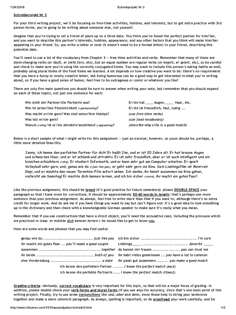 Schreibprojekt NR 3 | PDF