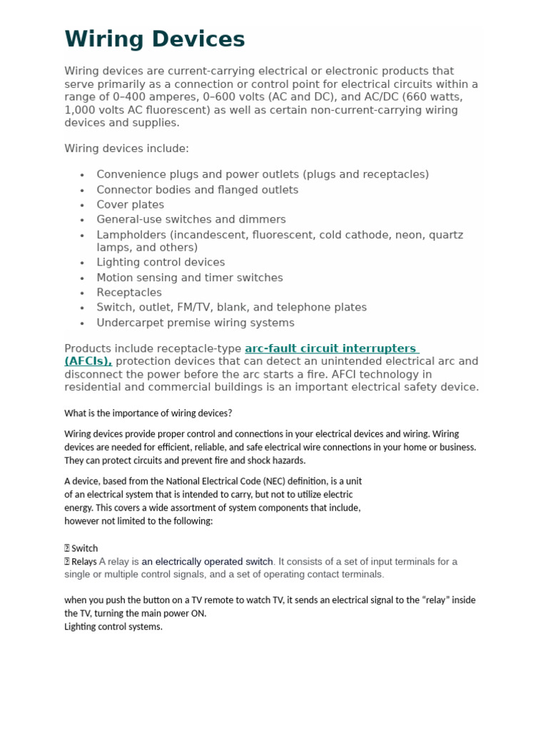 Wiring Devices | PDF | Switch | Relay