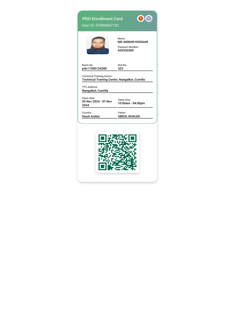 Enrollment Card 3352231-1 | PDF