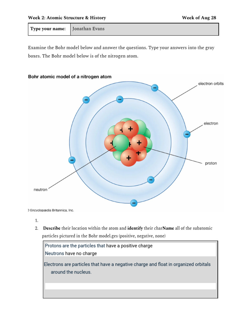 Week 02 - Assessment - The Bohr Model | PDF | Atoms | Atomic Nucleus