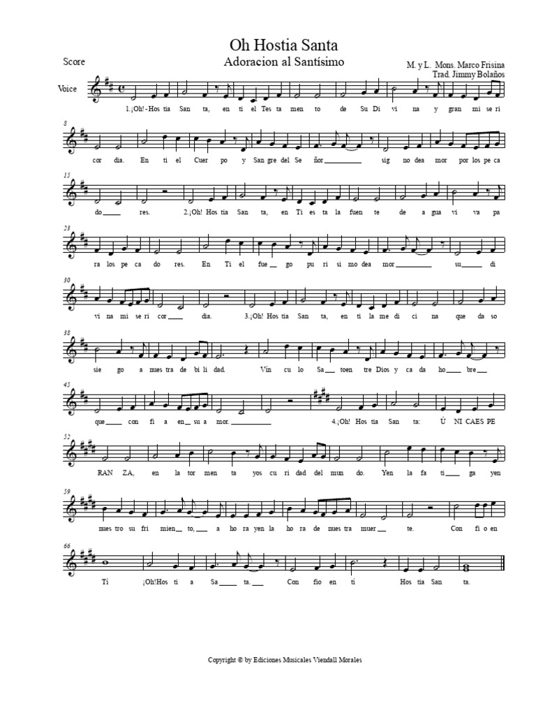 Oh Hostia Santa - Marco Frisina - Trad - Jimmy Bolaños | PDF
