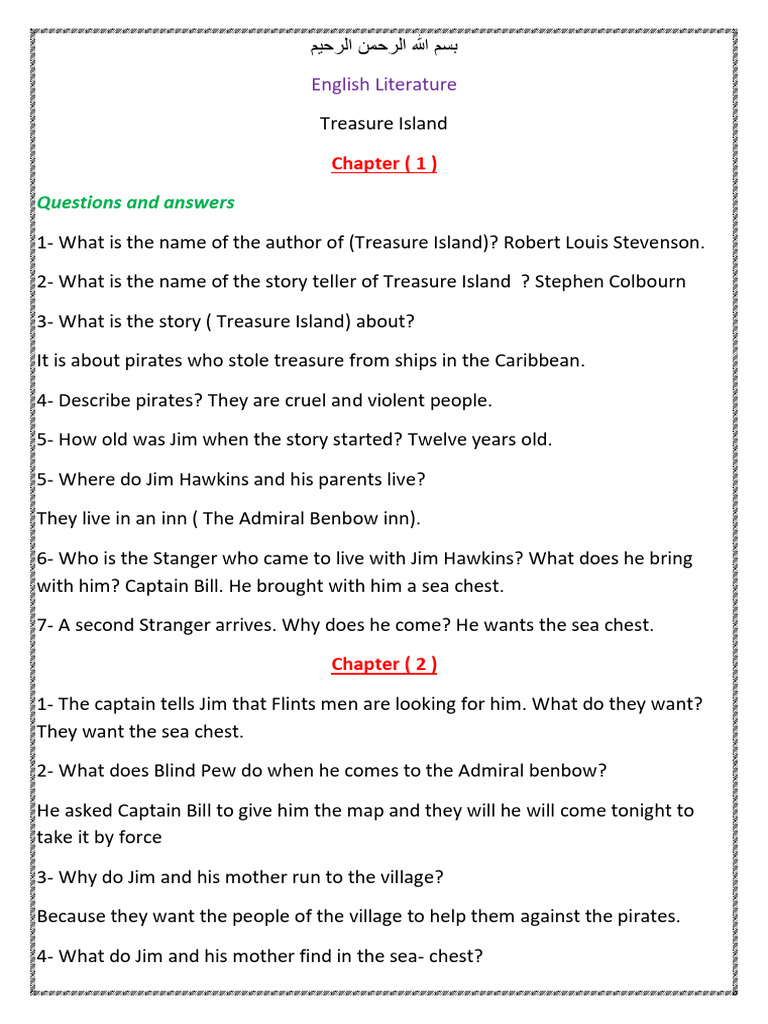 Questions Treasure Island | PDF | Treasure Island