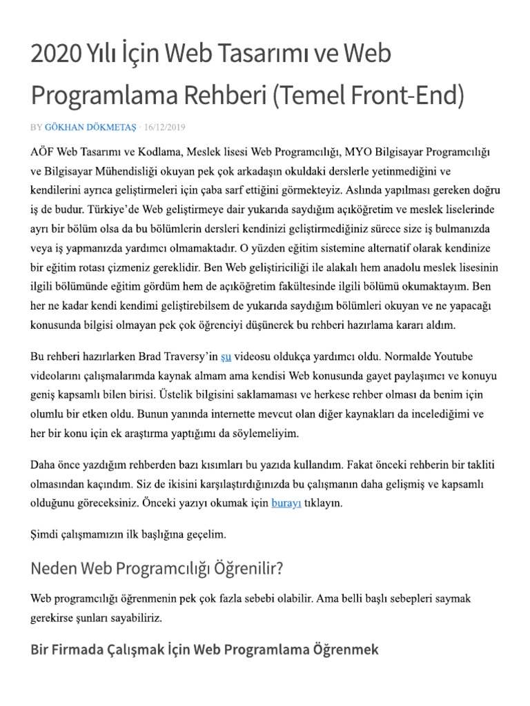 Web Programlama (Temel Front-End) | PDF