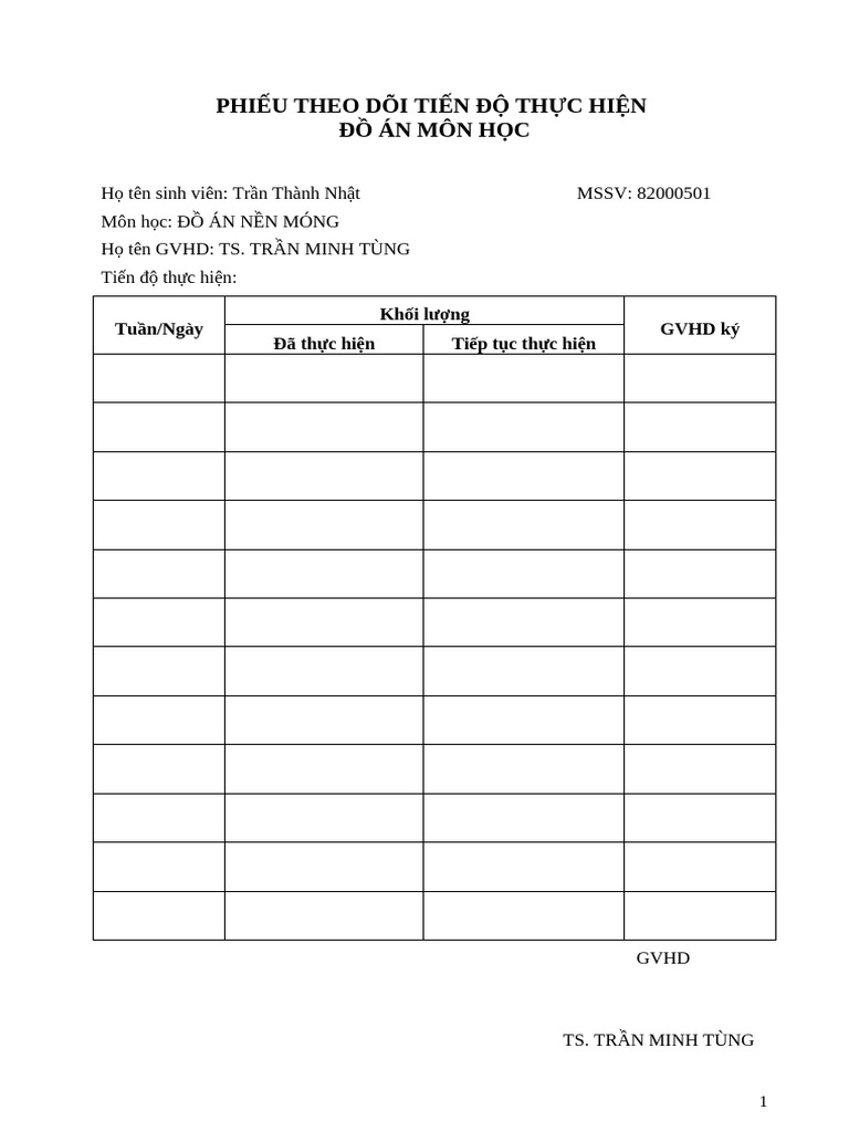 Phieu Theo Doi Tien Do | PDF