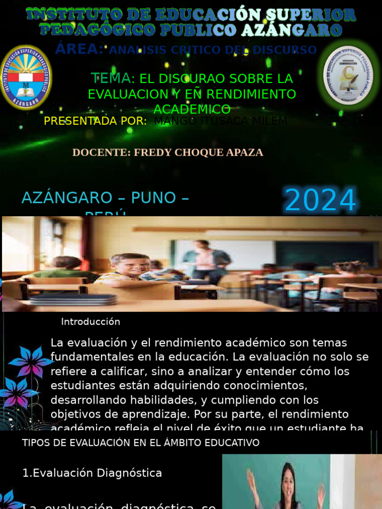 El Discurso Sobre El Rendimiento Academico GRUPO 9 | PDF | Evaluación | Ciencia cognitiva