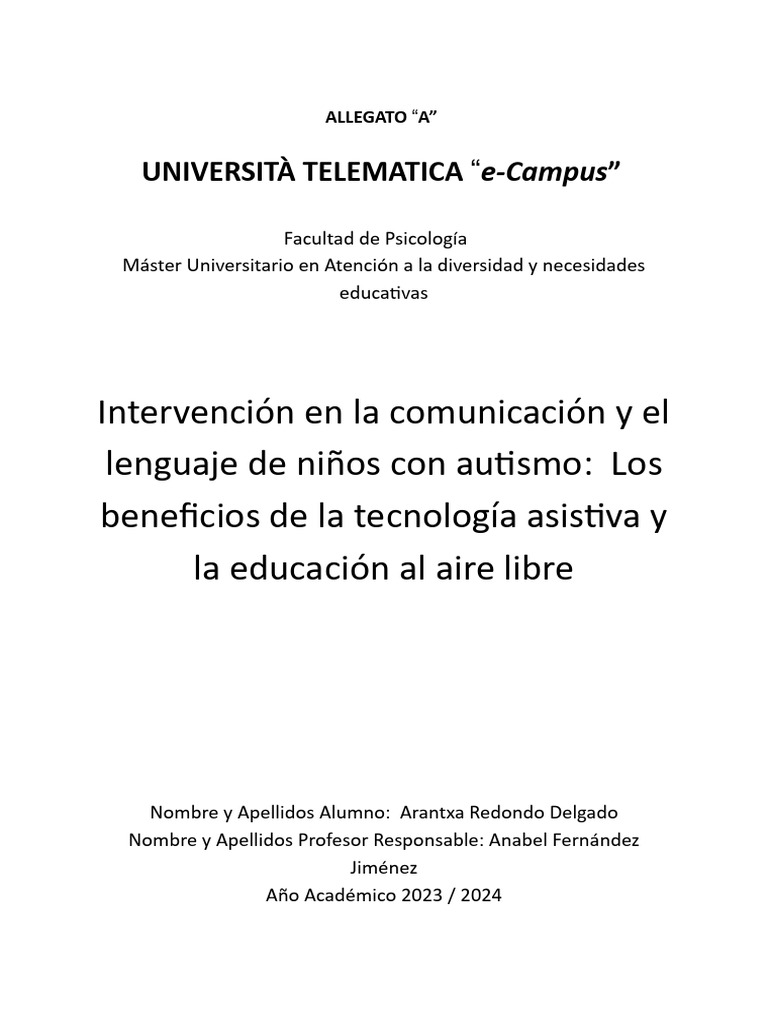 Arantxa Redondo Tfm.. | PDF | Espectro autista | Comunicación