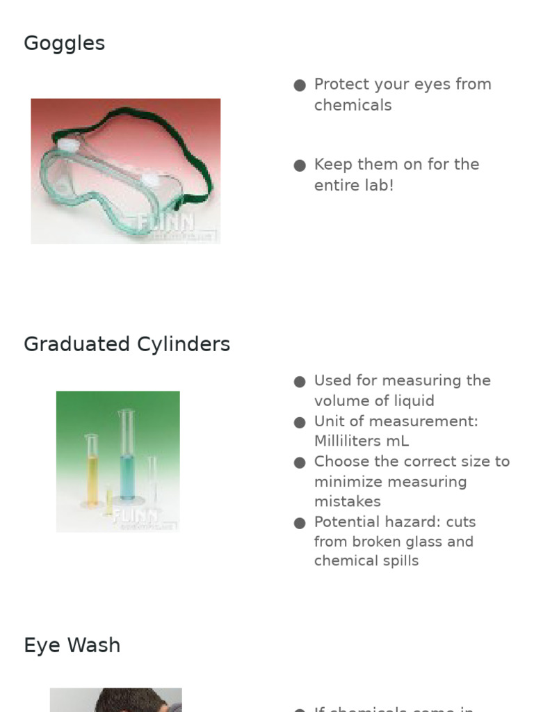 Lab Equipment Reference Sheet | PDF | Glasses | Chemistry