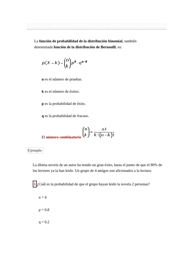 Función de Probabilidad de La Distribución Binomial | PDF