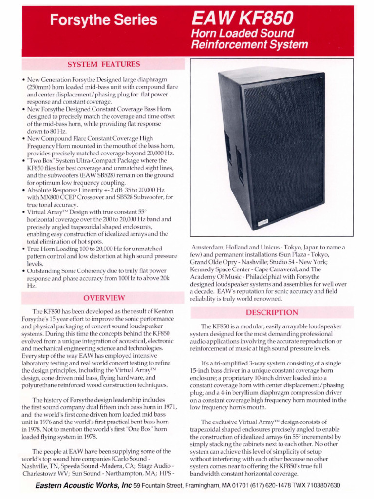 KF850-1988-Data | PDF | Loudspeaker | Signal Processing