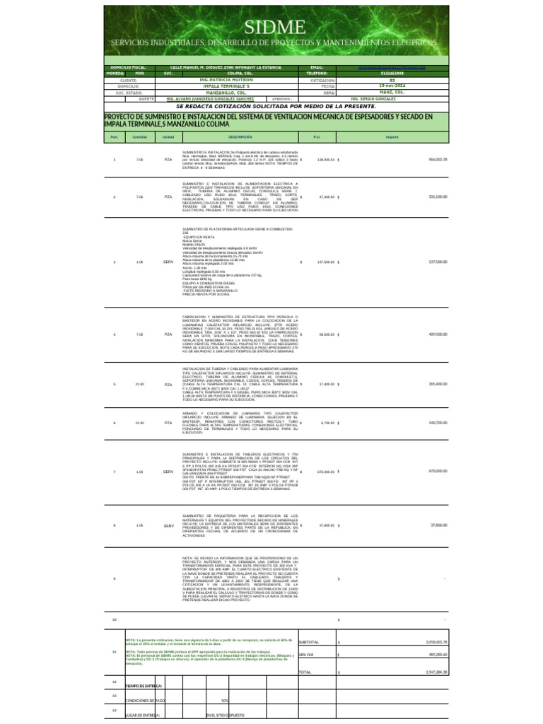Cotización para Impala Manzanillo | PDF | Materiales de construcción ...