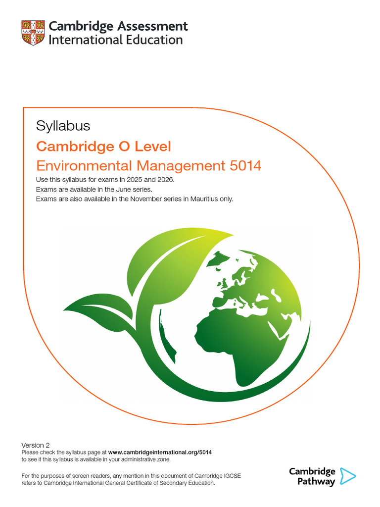 Cambridge O Level Environmental Management 5014 Syllabus | PDF | Rock ...