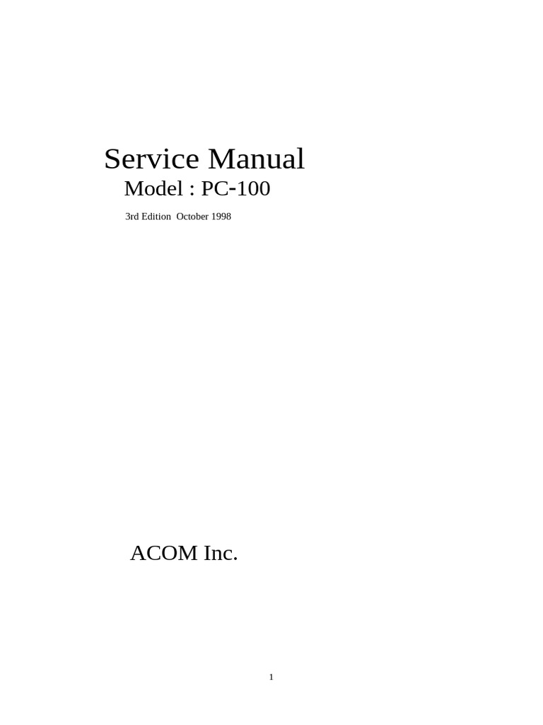 PC-100 Service Manual Overview | PDF | Voltage | Calibration