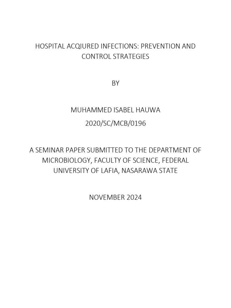 MUHAMMED ISABEL HAUWA. SEMINAR ON HAIs | PDF | Infection | Hospital ...