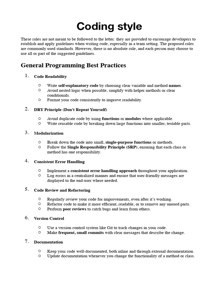 Coding Style | PDF | Computer Programming | Software Engineering Coding Style | PDF | Computer Programming | Software Engineering