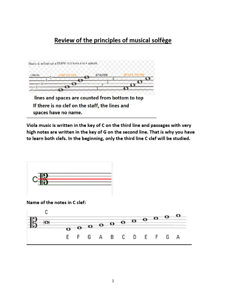Review of The Principles of Musical Solfège Viola | PDF | Clef | Scale ...