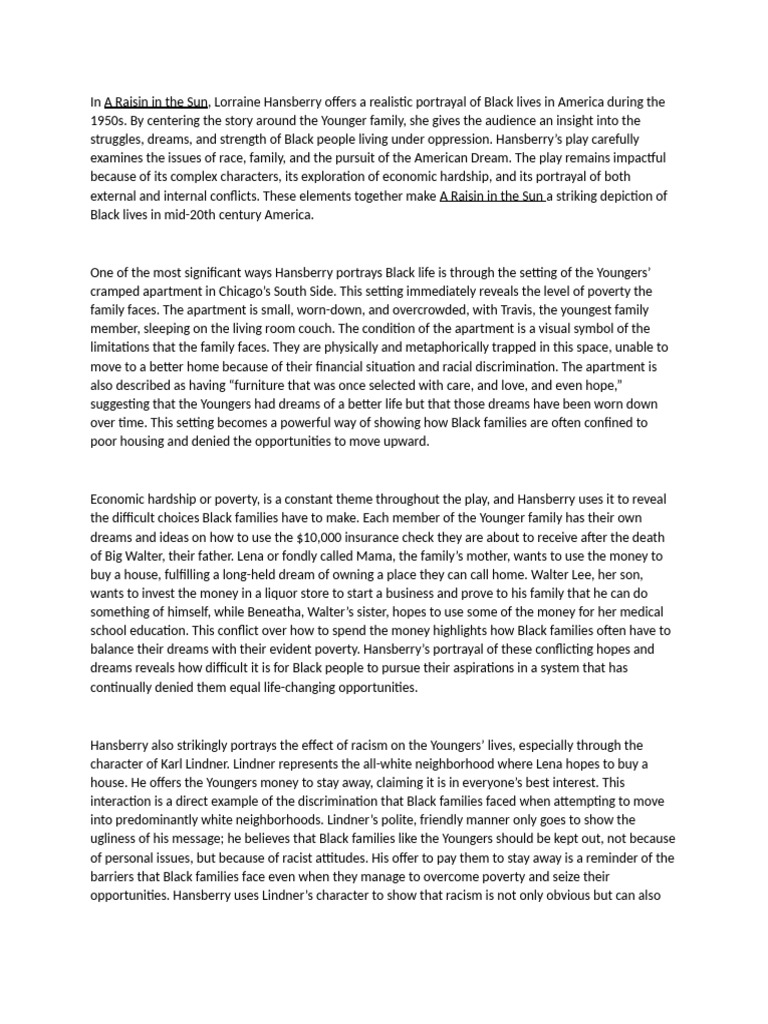 In A Raisin in The Sun | PDF | Dream | Social Psychology