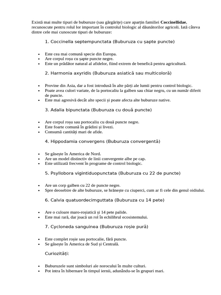 Tipuri de Buburuze | PDF