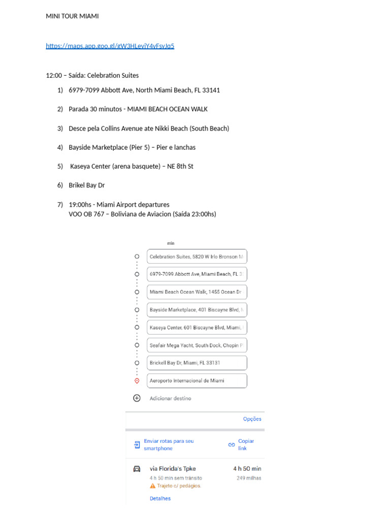 Mini Tour Miami | PDF | Social Science | Travel