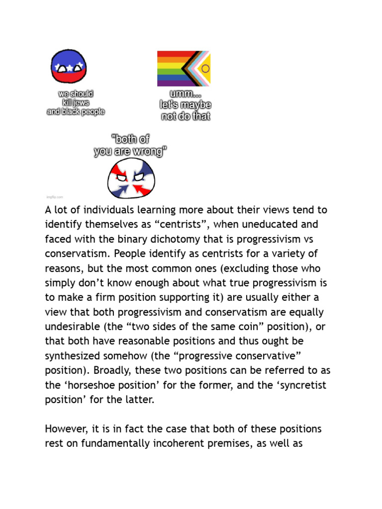 Centrism As An Impossibility | PDF | Progressivism | Conservatism