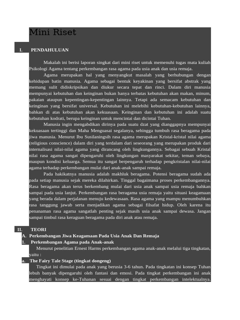 Contoh Mini Riset | PDF