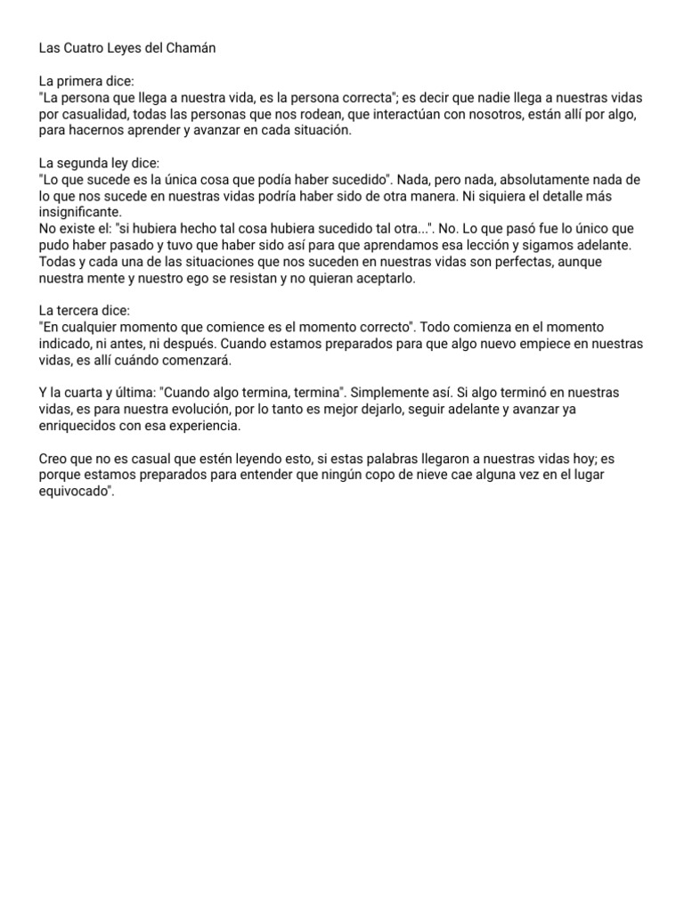 Las Cuatro Leyes Del Chamán | PDF