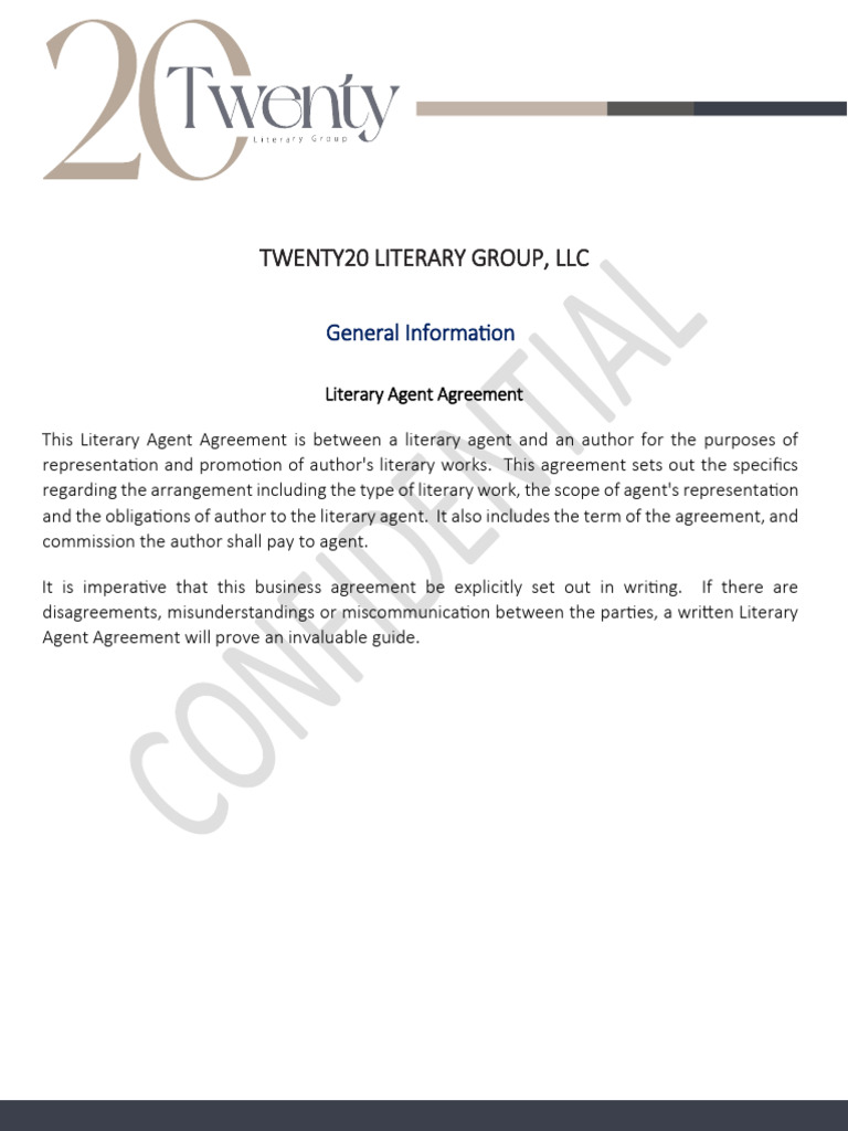 Literary Agent and Author Agreement | PDF | Tax Deduction | Lease