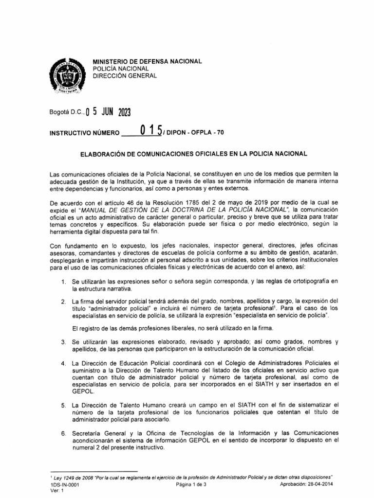 Instructivo 015 Dipon Ofpla 05062023 | PDF