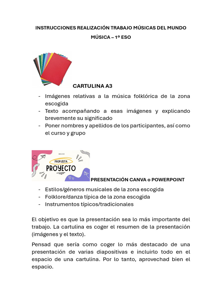 Proyecto: Músicas del Mundo 1º ESO | PDF | Estudios de idiomas ...
