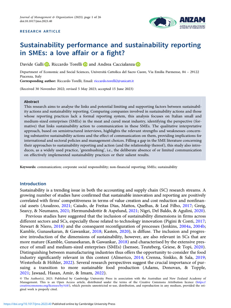 Sustainability Reporting in SMEs: Insights | PDF | Sustainability