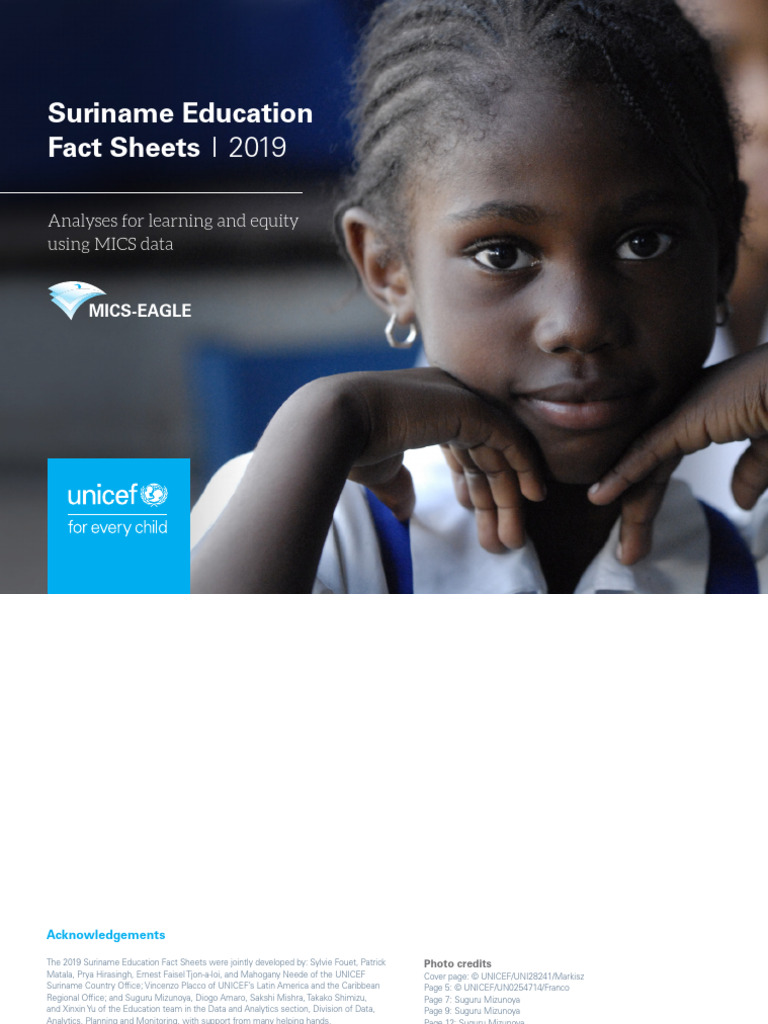 Suriname MICS EAGLE Education Factsheet English - 2019 Final | PDF ...