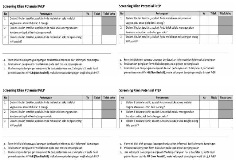 FORM SKRINING PrEP | PDF