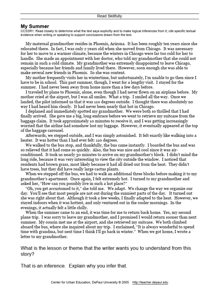 My Summer Fiction 7 TH Grade | PDF | Baggage