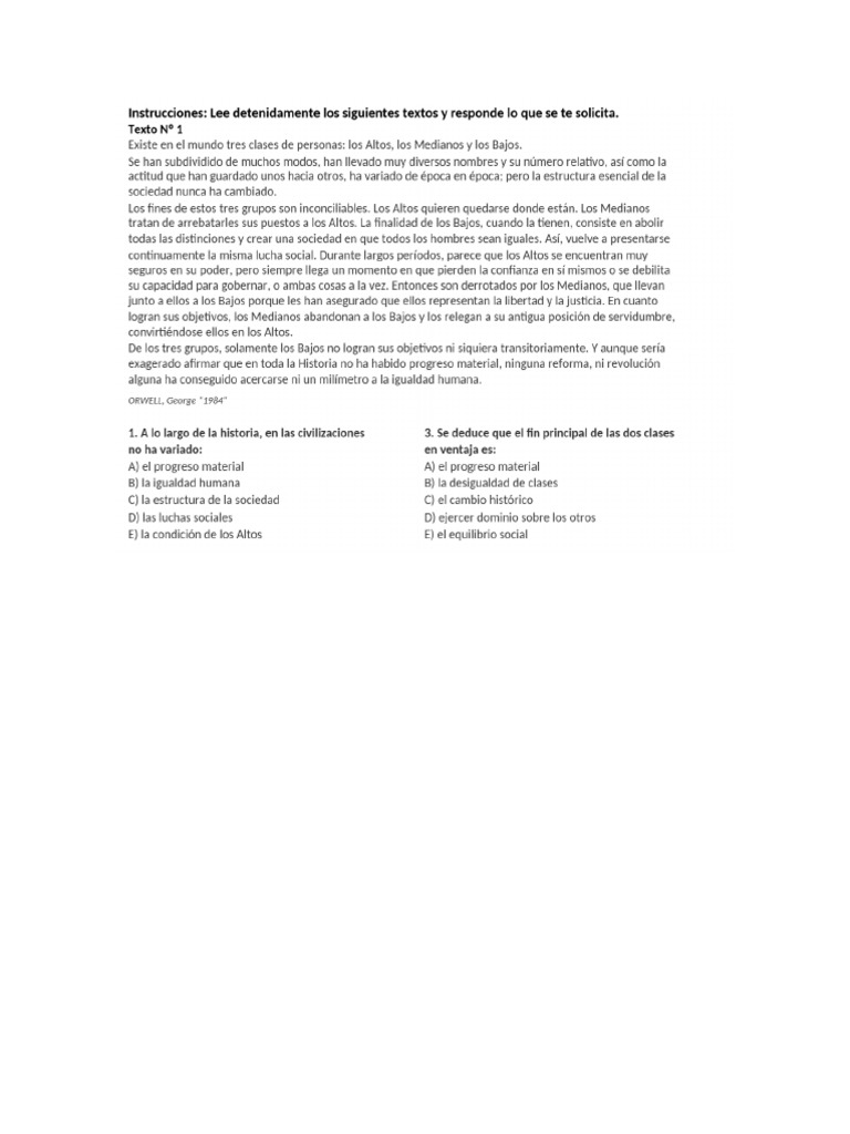 Comprension Lectora 2025 | PDF