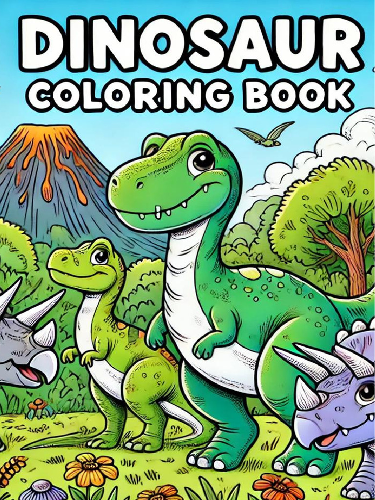 Dinosaur Coloring Pages Worksheet in Black and White Cute | PDF