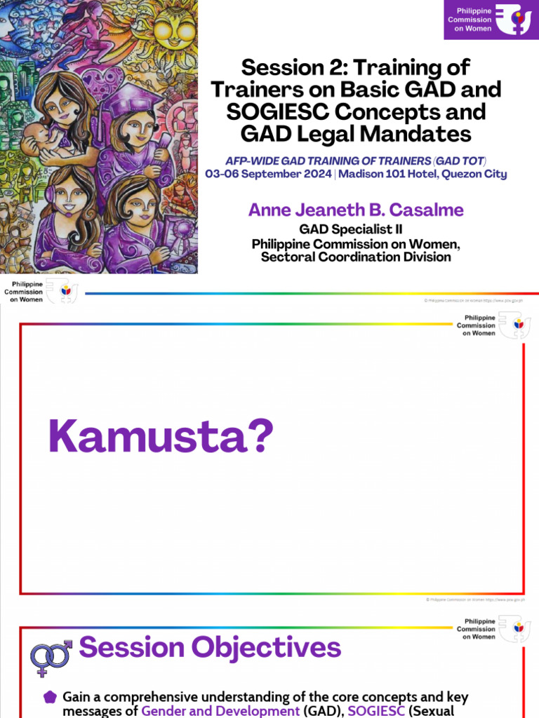 Session 2 Training of Trainers On Basic GAD and SOGIESC Concepts and ...
