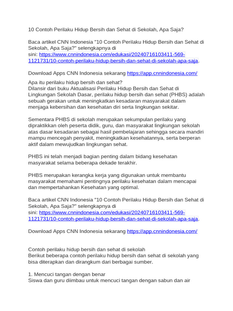 Bahan2 Perilaku Hidup Bersih Dan Sehat Di Sekolah | PDF | Gaya Hidup